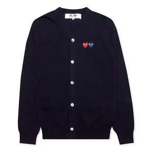 Play Comme Des Garcon Cardigan With Double Emblems - Navy