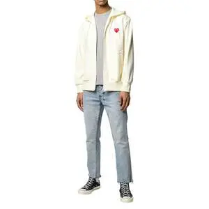 Play Comme Des Garcon Zip Hooded Jacket - Ivory