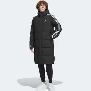 Adidas 3-stripes Long Down Puffer Jacket - Black
