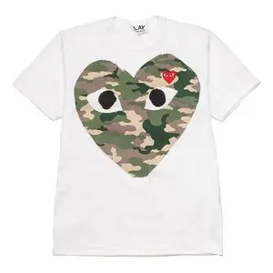 Play Comme Des Garcon Camouflage Heart T-shirt - White