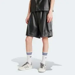 Adidas Faux Leather Adicolor 3-stripes Shorts - Black