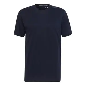 Adidas Adidas Casual Logo Solid Color Round Neck Short Sleeve Navy Blue Multi-color