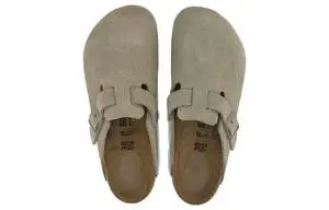 BIRKENSTOCK Boston Suede Leather Clogs - Green