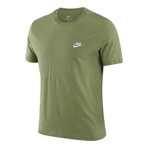 Nike Embroidered Logo Breathable Micro Mark Solid Color Short Sleeve Green T-shirt - Multi-color