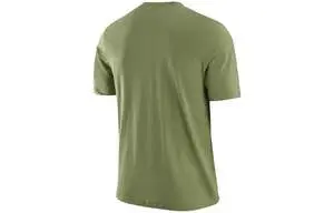 Nike Embroidered Logo Breathable Micro Mark Solid Color Short Sleeve Green T-shirt - Multi-color