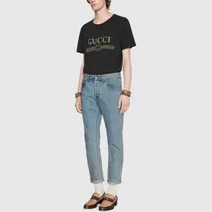 Gucci Washed Jersey Oversize T-shirt With Logo - Black