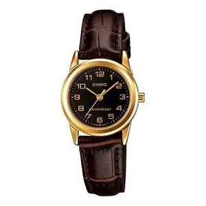 Casio CASIO Analog Quartz Watch With Leather Strap Black