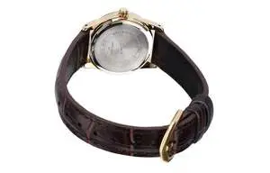 Casio Analog Quartz Watch With Leather Strap - Black