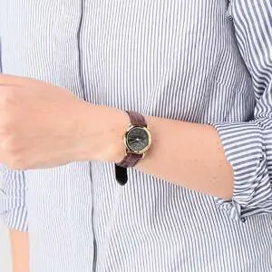 Casio Analog Quartz Watch With Leather Strap - Black