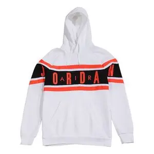 JORDAN Air Logo Printing Fleece Pullover Hoodie - White