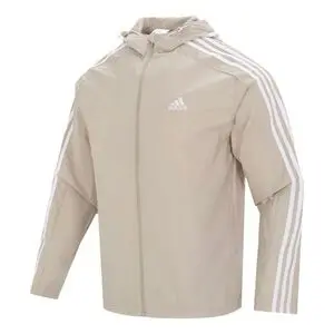 Adidas 3-stripes Zip-up Windbreaker Jacket - Beige