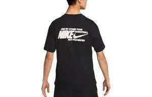 Nike Solid Color Logo Printing Round Neck Pullover Short Sleeve Black T-shirt