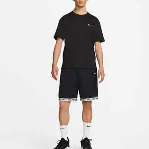 Nike Solid Color Logo Printing Round Neck Pullover Short Sleeve Black T-shirt