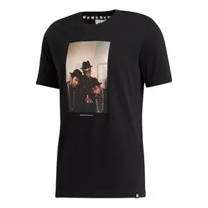Adidas Originals Run Dmc Photo T Printing Sports Round Neck Short Sleeve - Black