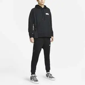 Nike X Sacai Logo Printing Splicing Contrasting Hoodie 'black