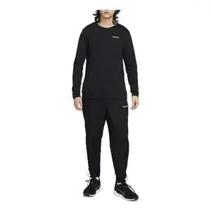 Nike Dri-fit Track Club Fleece Long-sleeve Crew-neck Sweatshirt - Black/summit White