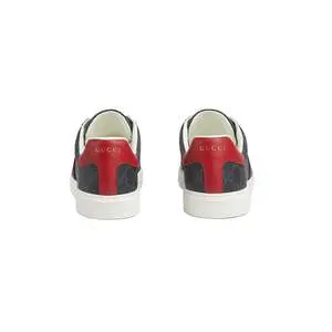 Gucci Ace Monogram Canvas Sneakers - Grey/white/red