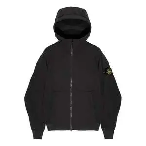 Stone Island Soft Shell Hooded Jacket - Black