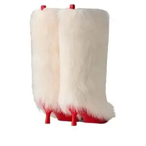 UGG X Ambush Fur High Heel Boots - White/red