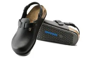 BIRKENSTOCK Tokio Super Grip Leather Sandals - Black