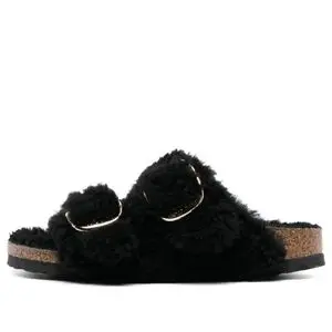 BIRKENSTOCK Arizona Big Buckle Shearling Slides - Black
