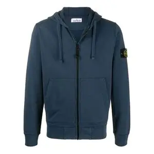 Stone Island Garment Dyed Zip Hoody Jacket - Dark Blue