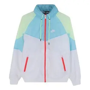 Nike Colorblock Hooded Logo Windbreaker Jacket - Bluewhite