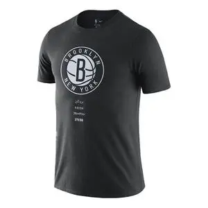 Nike Brooklyn Nets Casual Printing Round Neck Short Sleeve T-shirt - Black