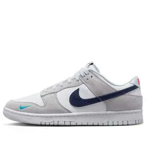 Nike Dunk Low 'mini Swoosh' Athletic Sneakers - White/grey/navy