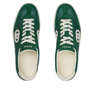 Gucci G75 Suede Lace-up Sneakers - Green