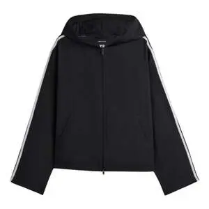 Adidas Y-3 Hooded Track Top With 3-stripes Detail - Black
