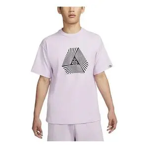 Nike Geometry Alphabet Logo Printing Round Neck Pullover Short Sleeve Asia Edition Purple T-shirt - Multi-color
