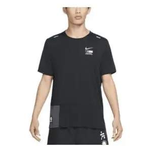 Nike Solid Color Back Alphabet Printing Short Sleeve Black T-shirt - Multi-color