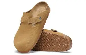 BIRKENSTOCK Boston Suede Embossed Clogs - Brown