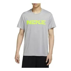 Nike Dri-fit Contrasting Colors Logo Printing Sports Round Neck Short Sleeve Light Grey - Multi-color