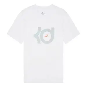 Nike Dri-fit Kd Logo Geometry Pattern Printing Solid Color Short Sleeve White - Multi-color