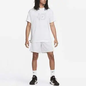 Nike Dri-fit Kd Logo Geometry Pattern Printing Solid Color Short Sleeve White