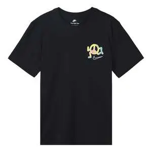 Nike Back Alphabet Geometry Printing Sports Round Neck Short Sleeve Black - Multi-color