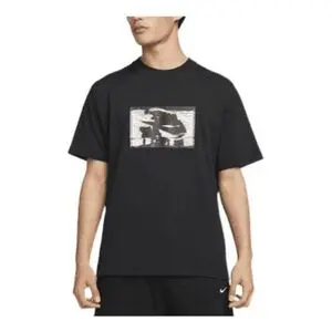 Nike Alphabet Logo Pattern Printing Round Neck Pullover Short Sleeve Black T-shirt - Multi-color