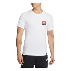 Nike Printing Logo Solid Color Round Neck Short Sleeve White - Multi-color