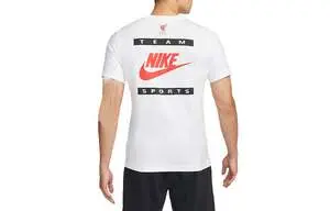 Nike Printing Logo Solid Color Round Neck Short Sleeve White