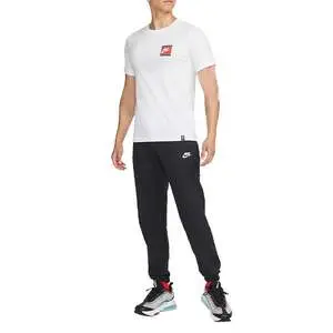 Nike Printing Logo Solid Color Round Neck Short Sleeve White
