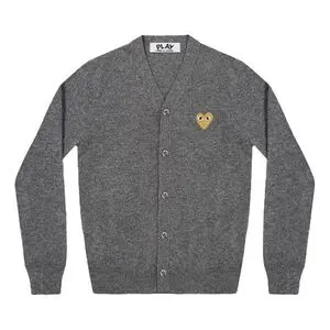 Play Comme Des Garcon Gold Emblem Knit Cardigan - Grey