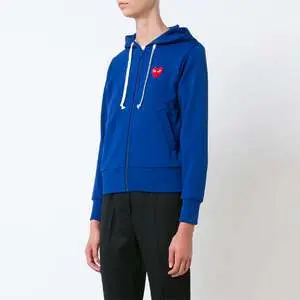 Play Comme Des Garcon Red Heart Zip Up Hoodie - Blue