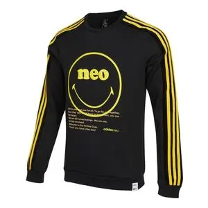 Adidas Neo Smiley Face Print Crewneck Pullover - Black