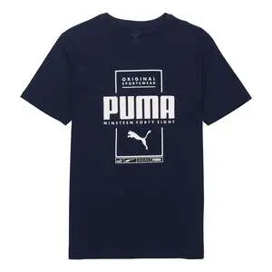 PUMA Casual Sports Printing Round Neck Short Sleeve - Blue