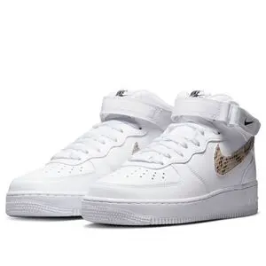 Nike Force 1 '07 Mid "snakeskin Swoosh" Sneakers - White/black/sanddrift