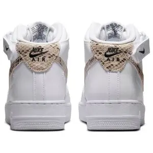 Nike Force 1 '07 Mid "snakeskin Swoosh" Sneakers - White/black/sanddrift
