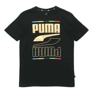 PUMA Bronzing Large Logo Printing Short Sleeve - Black