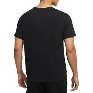 Nike Flowers Large Logo Casual Sports Solid Color Round Neck Short Sleeve Black T-shirt - Multi-color